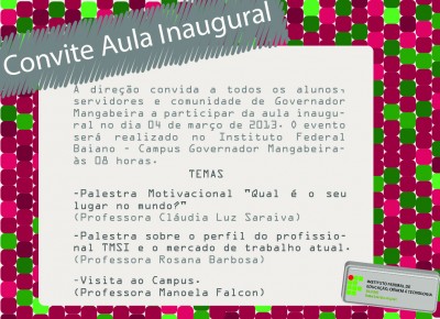 Campus Governador Mangabeira Convite Aula Inaugural